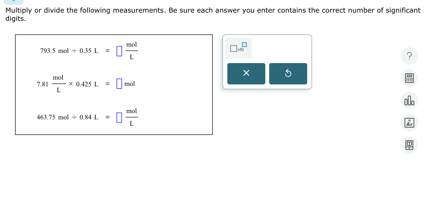 Multiply or ﻿divide the following measurements. Be | Chegg.com