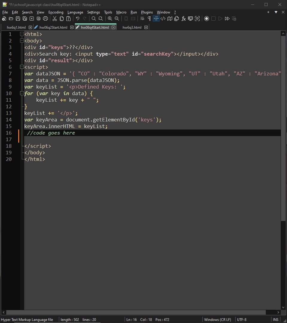 Solved The included hw06q4Start.html page contains the HTML | Chegg.com