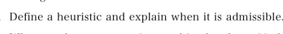 Solved Define a heuristic and explain when it is admissible. | Chegg.com
