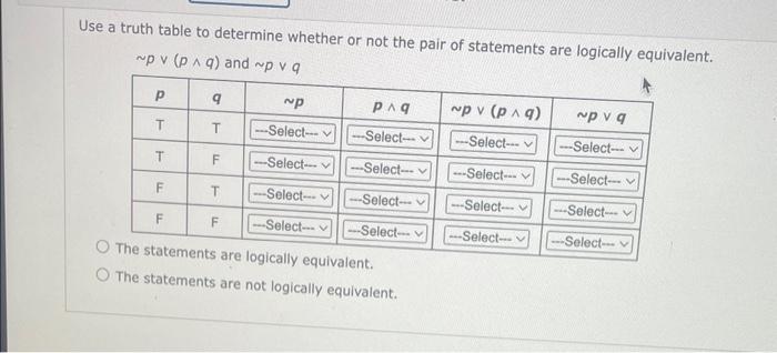 Solved Use a truth table to determine whether or not the | Chegg.com