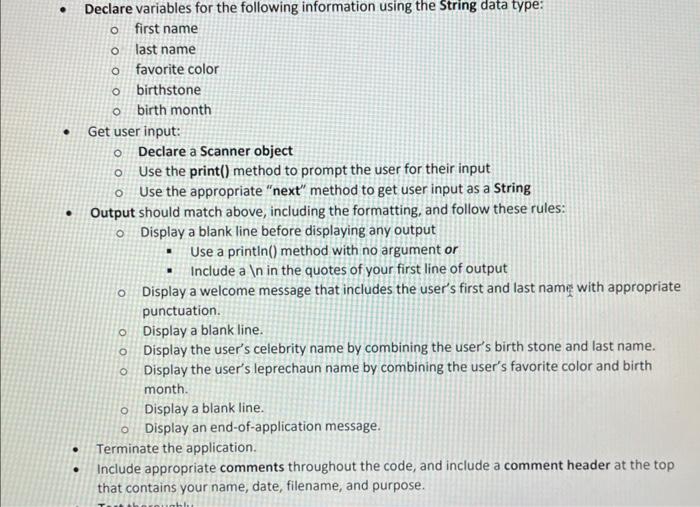 Solved Project 1: Interactive String Input Sample of prompts | Chegg.com