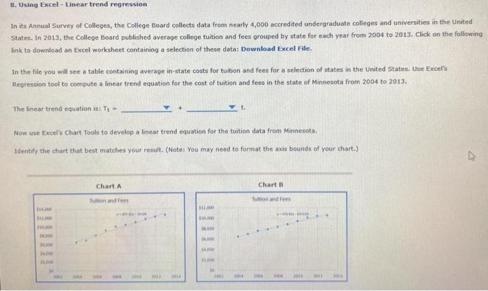 Solved 8. Using Excel - Linear trend regression In its | Chegg.com