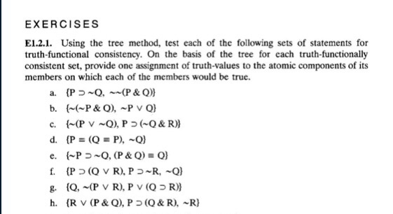 EXERCISES E1.2.1. Using the tree method, test each of | Chegg.com