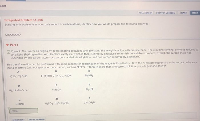 Solved ment FULL SCREEN PRINTER VERSION , Lindlar's cat. E | Chegg.com