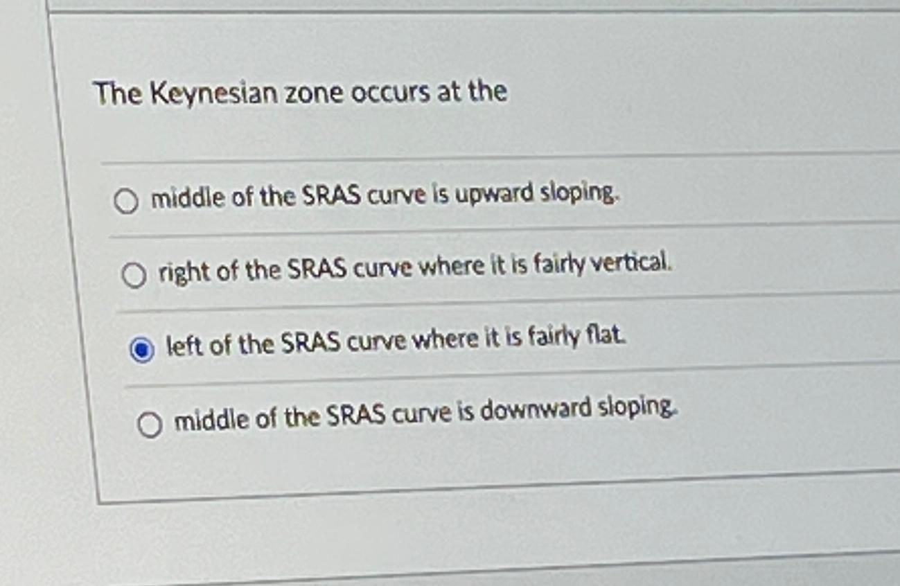 Solved The Keynesian zone occurs at themiddle of the SRAS | Chegg.com Solved The Keynesian zone occurs at themiddle of the SRAS | Chegg.com