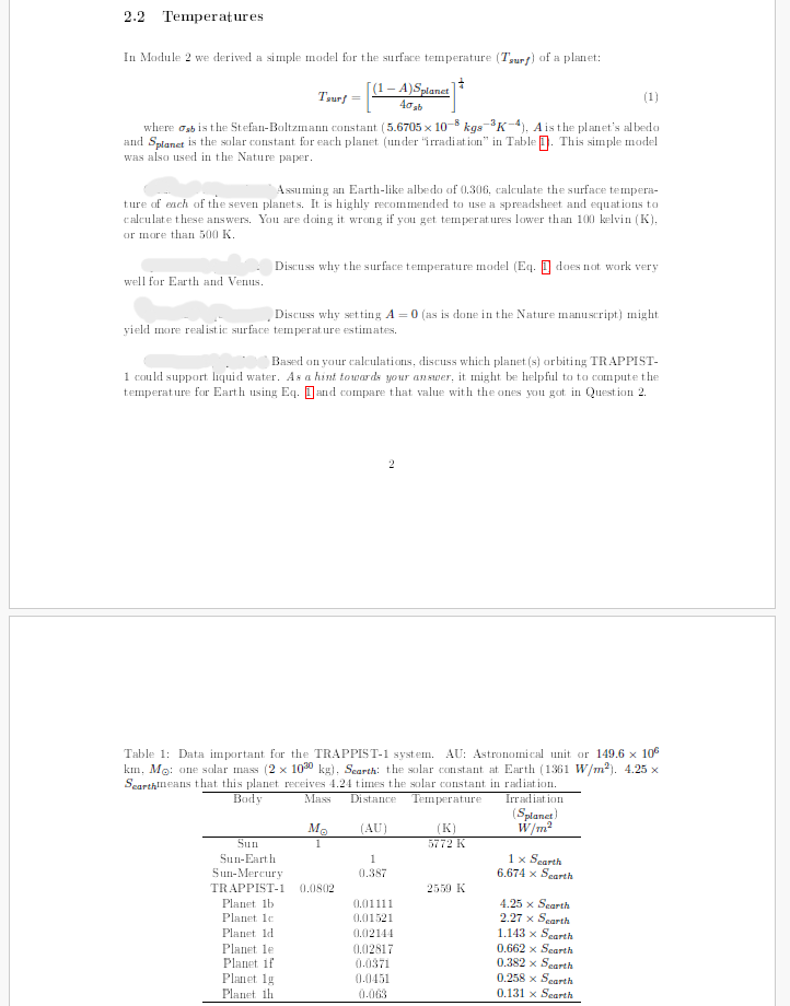 Solved DE.2 ﻿TemperaturesIn Module 2 ﻿we derived a simple | Chegg.com