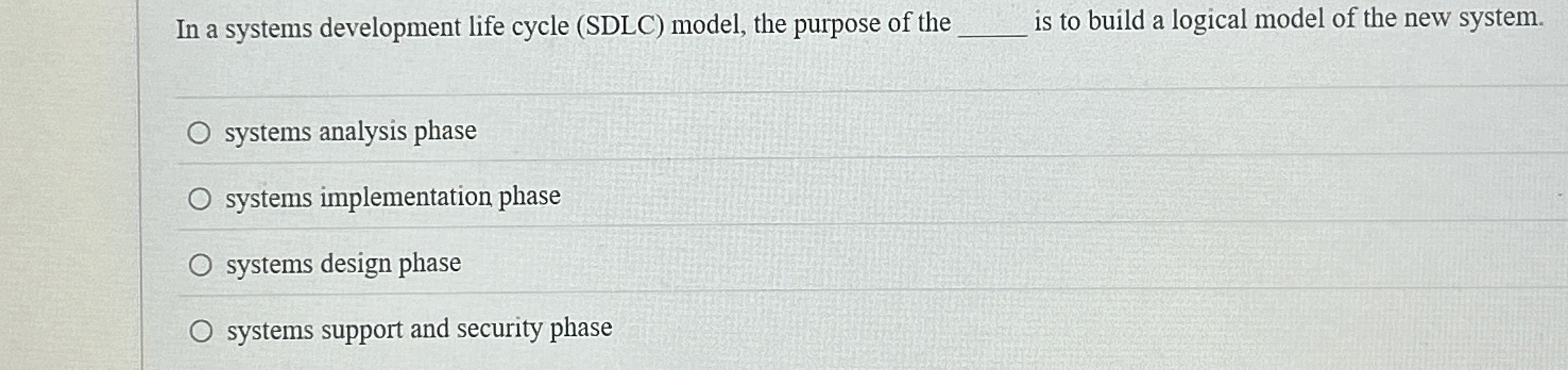 Solved In a systems development life cycle (SDLC) ﻿model, | Chegg.com