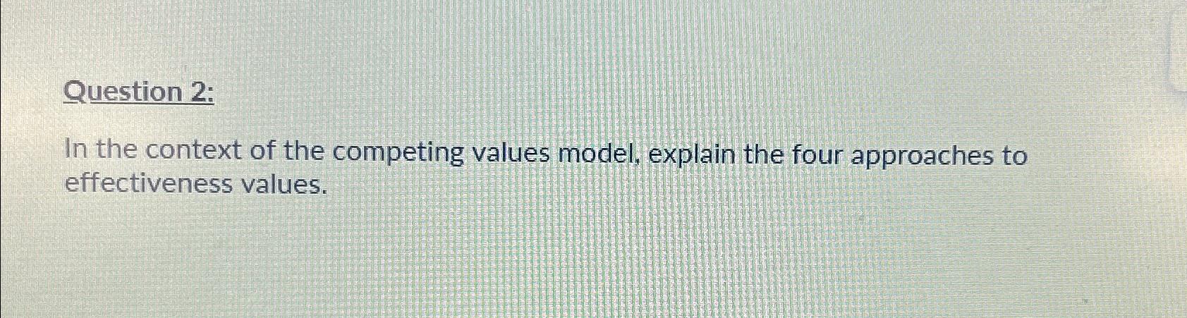 Solved Question 2:In the context of the competing values | Chegg.com