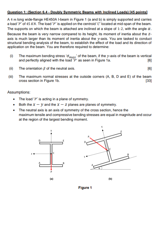 Solved Question 1: (Section 6.4 - Doubly Symmetric Beams | Chegg.com