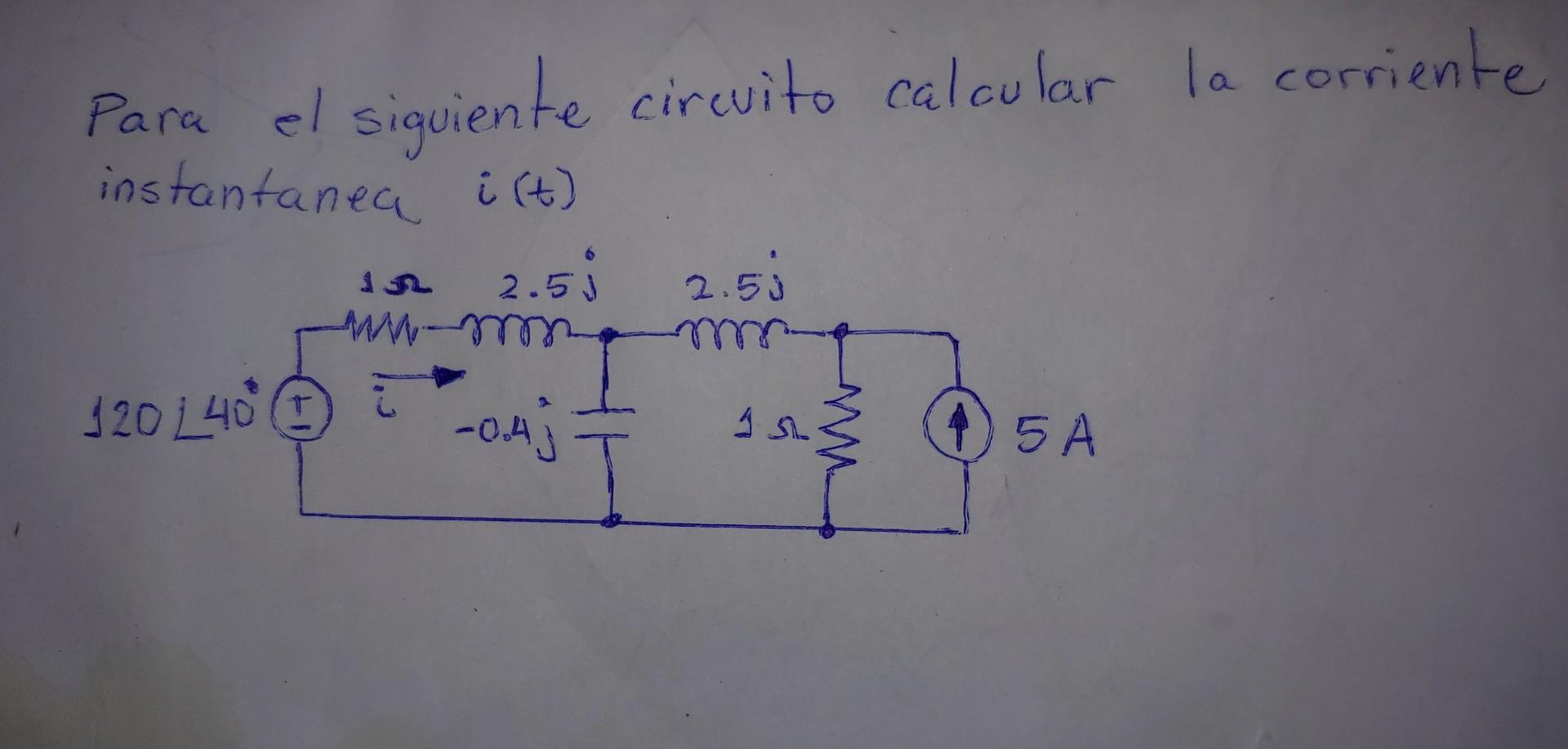 Solved Para el siguiente circuito calcular la corriente | Chegg.com