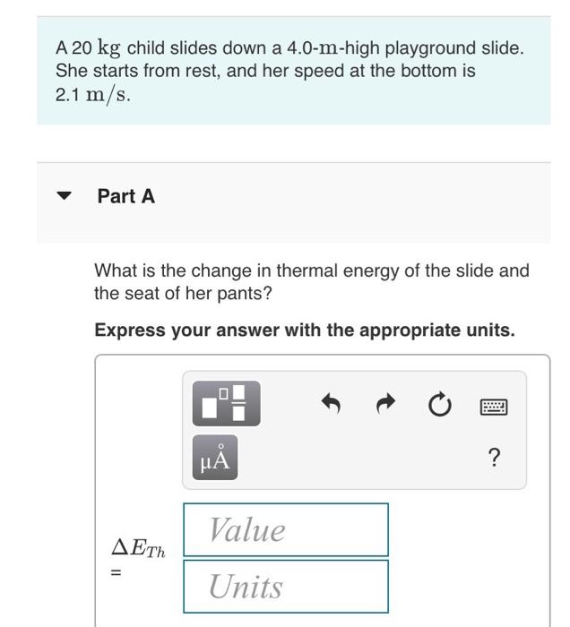 Solved A 20 kg child slides down a 4.0-m-high playground | Chegg.com