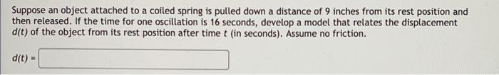 Solved Suppose an object attached to a coiled spring is | Chegg.com