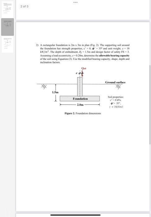 2) A rectangular foundation is 2 m×3 m in plan (Fig. | Chegg.com