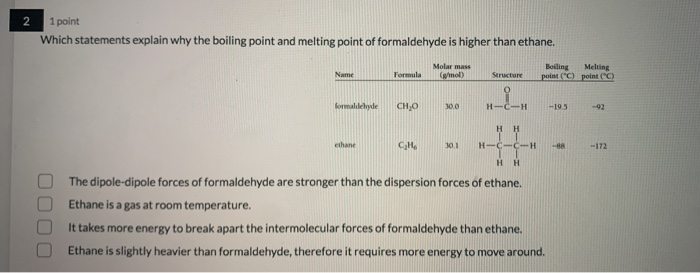 Solved 2 1 point Which statements explain why the boiling | Chegg.com