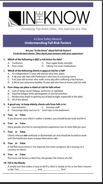 Solved Developing Top-Notch CNAs, One Inservice at a Time A | Chegg.com