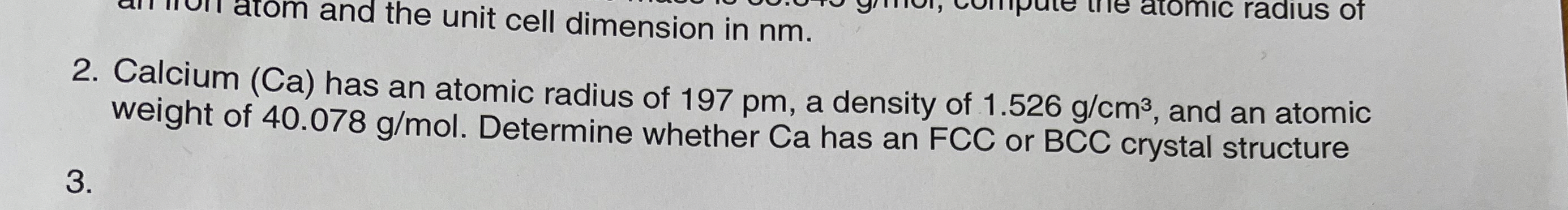Solved Calcium (Ca) ﻿has an atomic radius of 197 ﻿pm , ﻿a | Chegg.com