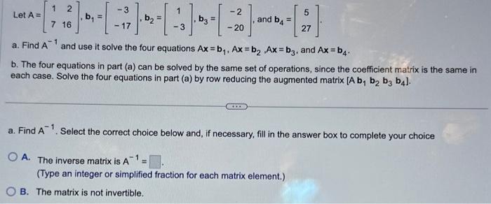 Solved Use the given inverse of the coefficient matrix to | Chegg.com
