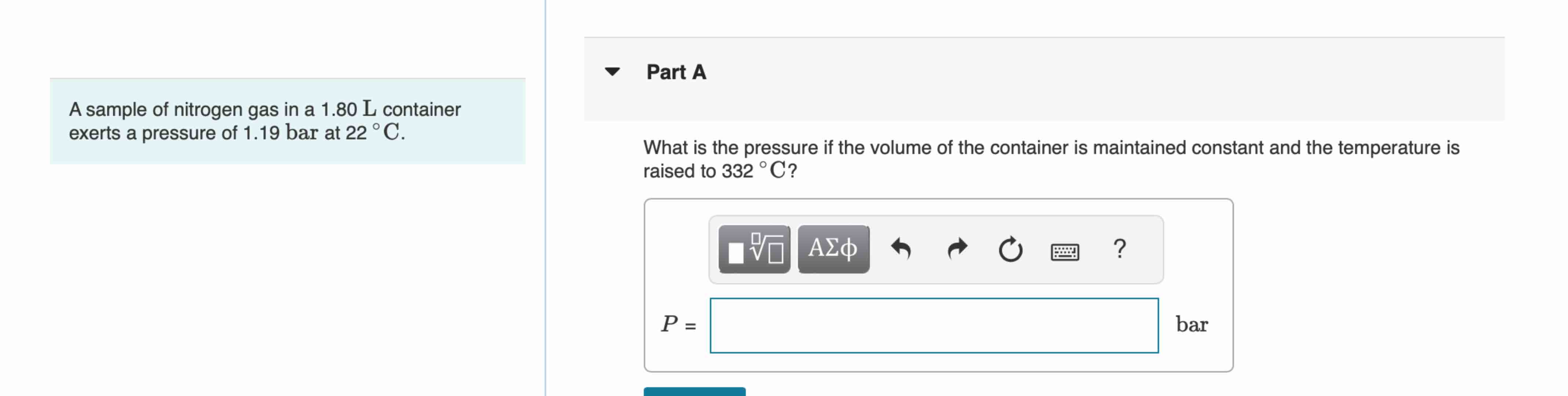 A sample of ﻿nitrogen gas in a 1.80 L | Chegg.com