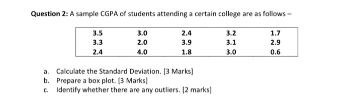 Solved Question 2: A sample CGPA of students attending a | Chegg.com