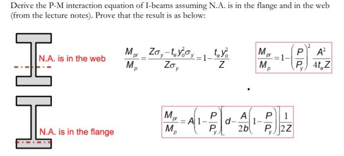Solved Derive the P-M interaction equation of I-beams | Chegg.com