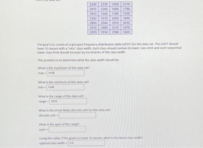 Solved The goal is to construct a grouped frequency | Chegg.com