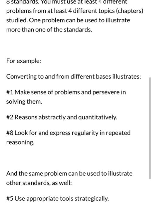 Solved 8 standards. You must use at least 4 different | Chegg.com