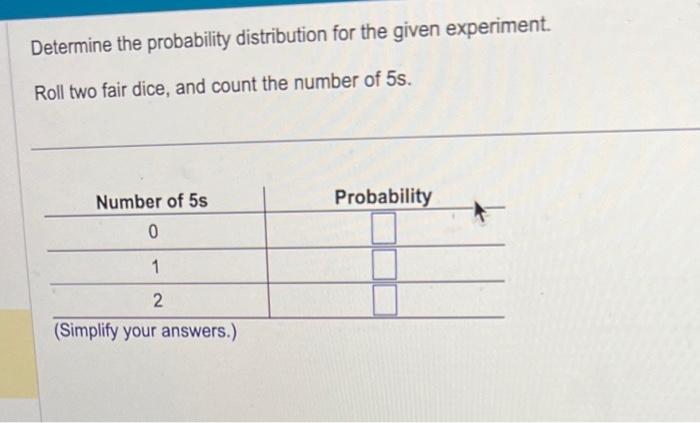 Solved Determine the probability distribution for the given | Chegg.com