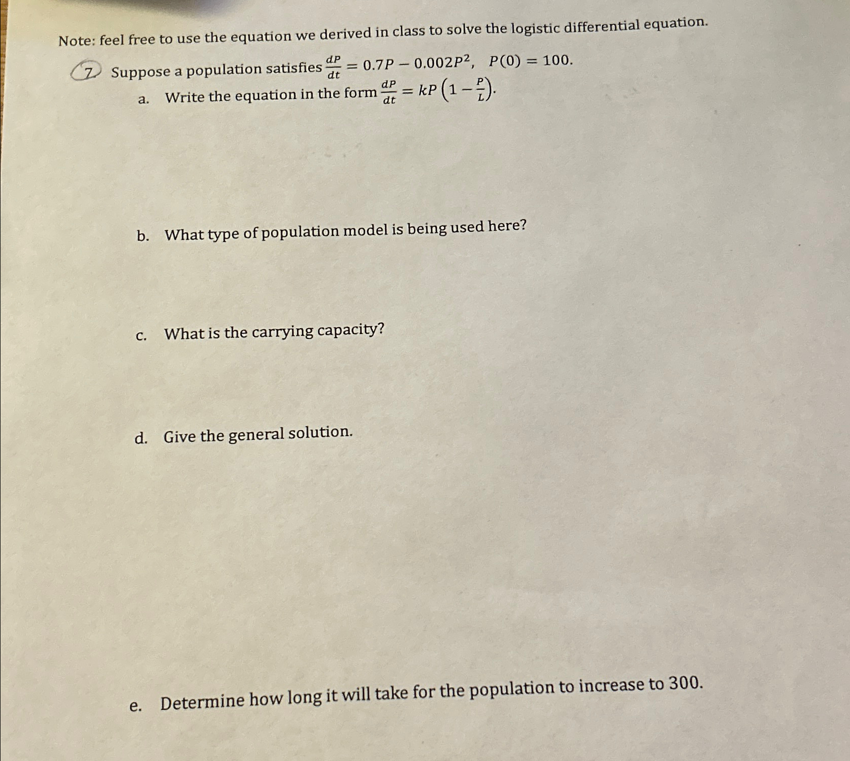 Solved Note: feel free to use the equation we derived in | Chegg.com