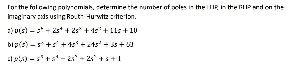 Solved For the following polynomials, determine the number | Chegg.com