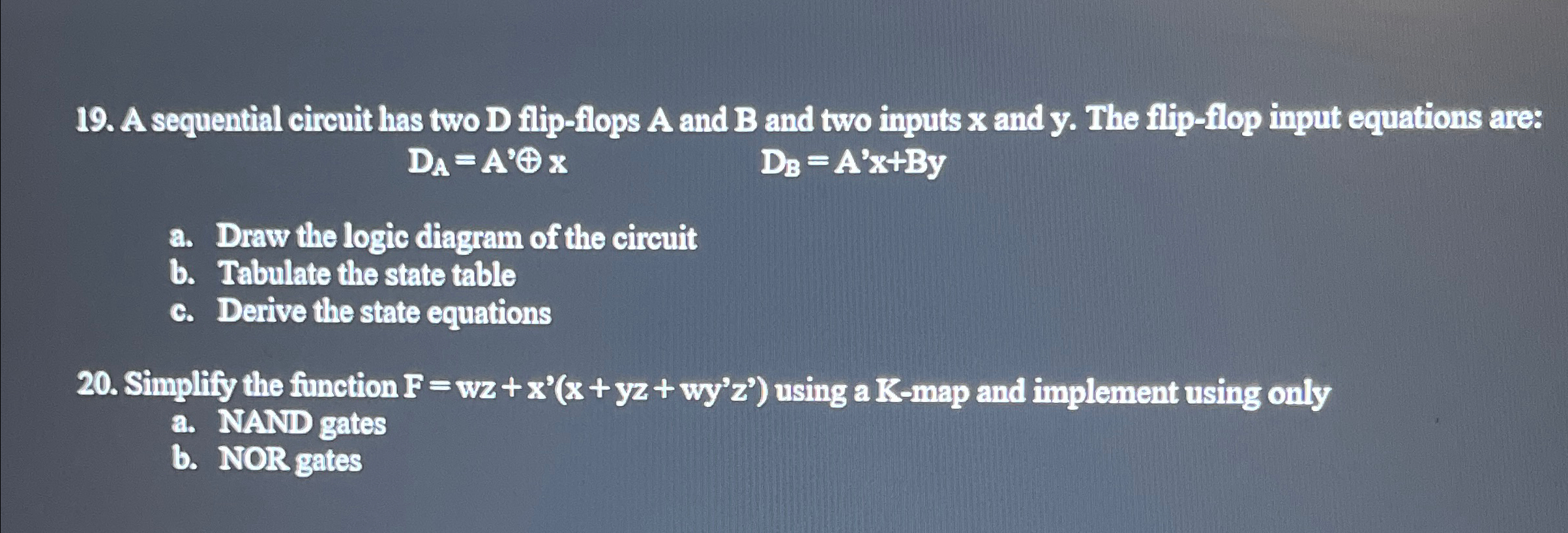 Solved A sequential circuit has two D ﻿flip-flops A and B | Chegg.com