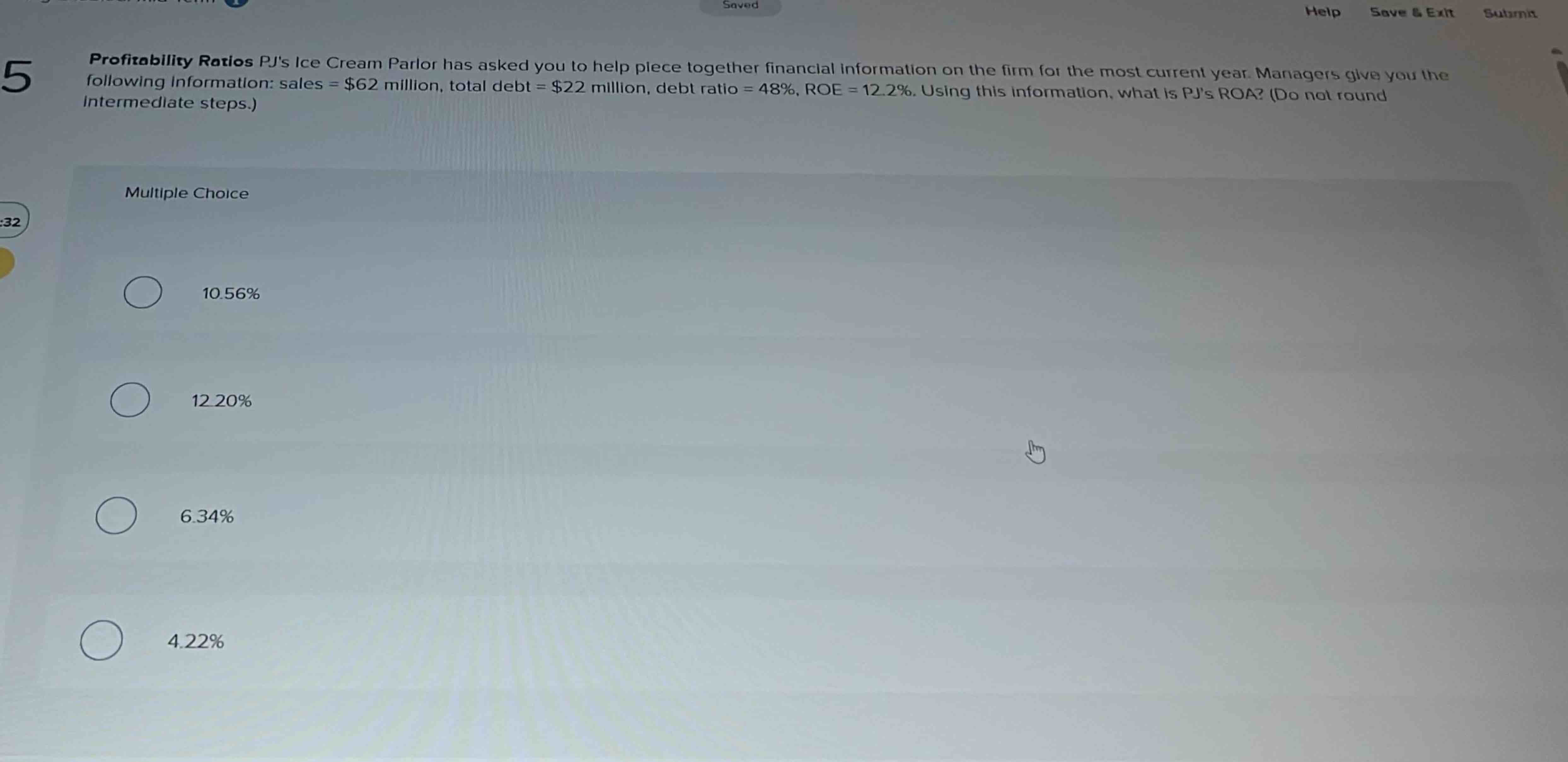 Solved Profizability Razios PJ's Ice Cream Parlor has asked | Chegg.com