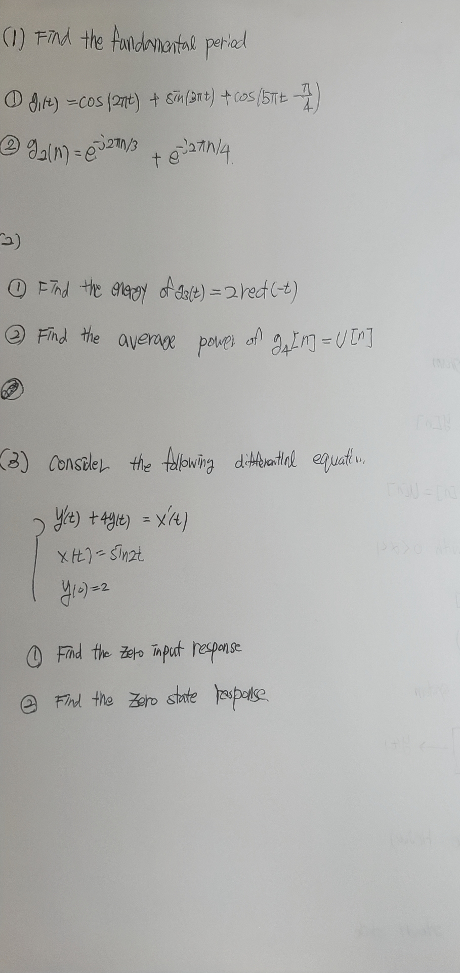 please solve the problem subject is signal and system | Chegg.com