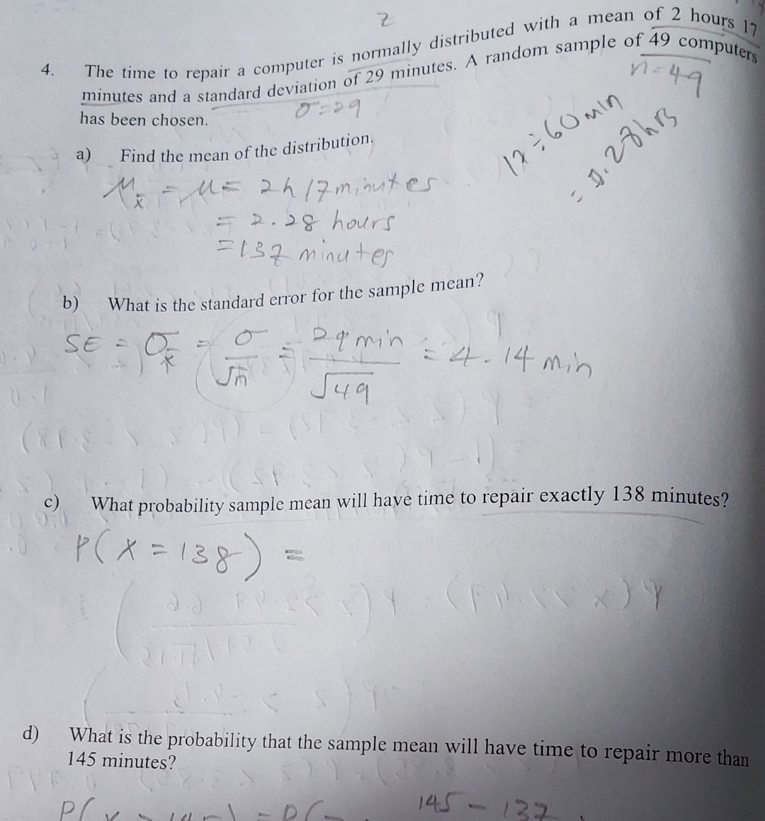 Solved The time to repair a computer is normally distributed | Chegg.com