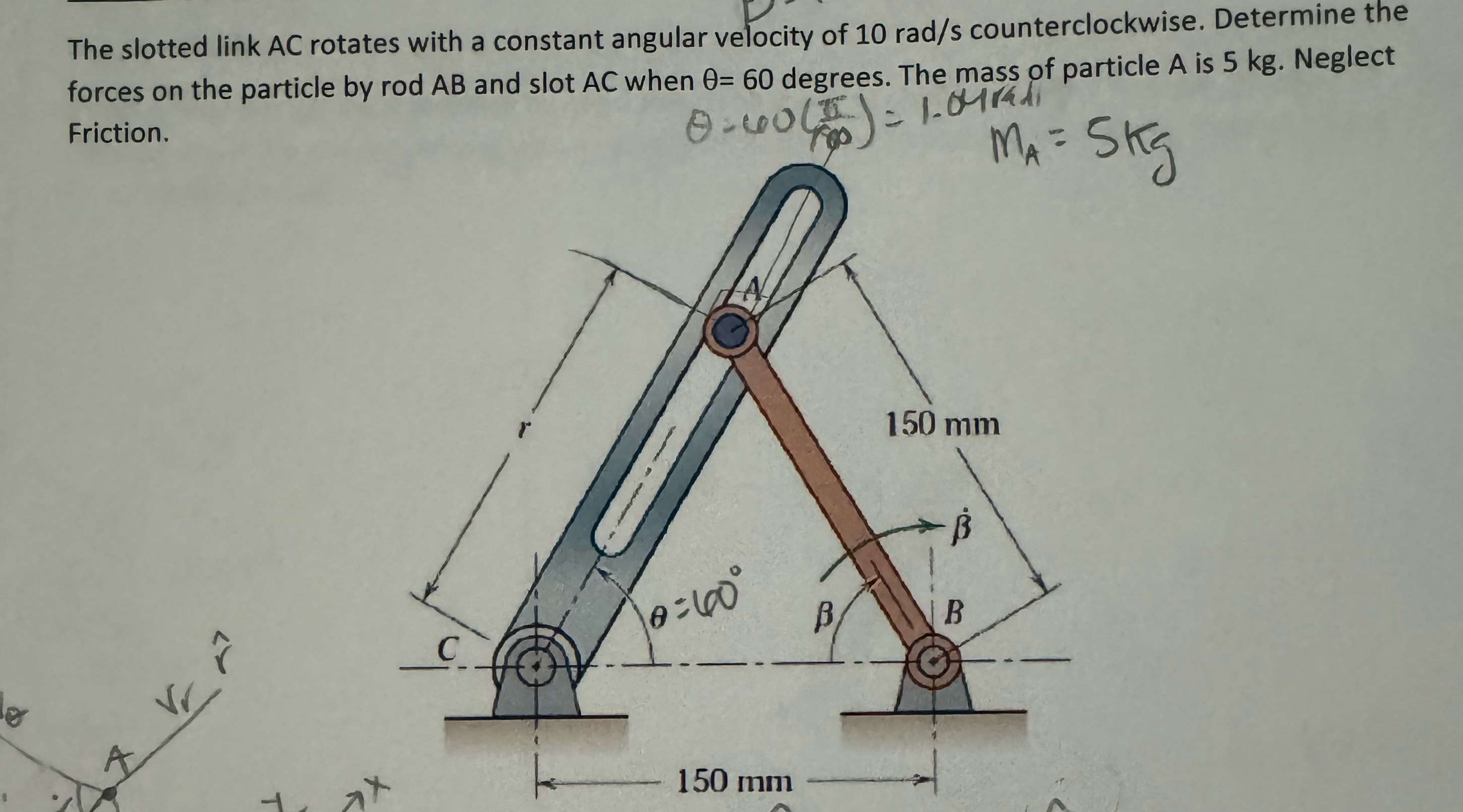 Solved The slotted link AC rotates with a constant angular | Chegg.com