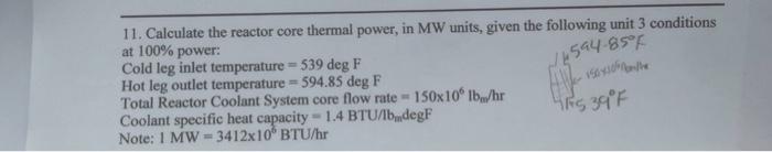 11. Calculate the reactor core thermal power, in MW | Chegg.com