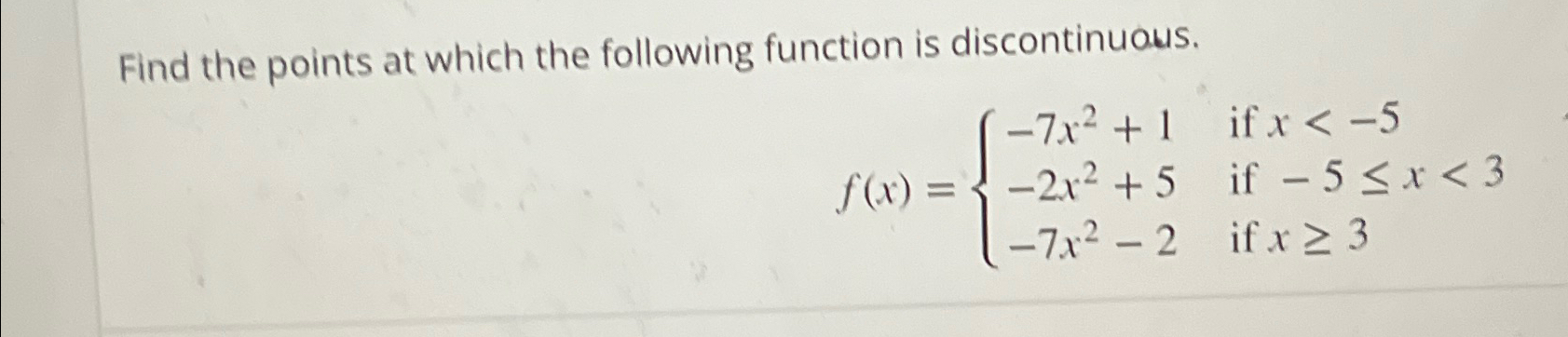 Solved Find the points at which the following function is | Chegg.com