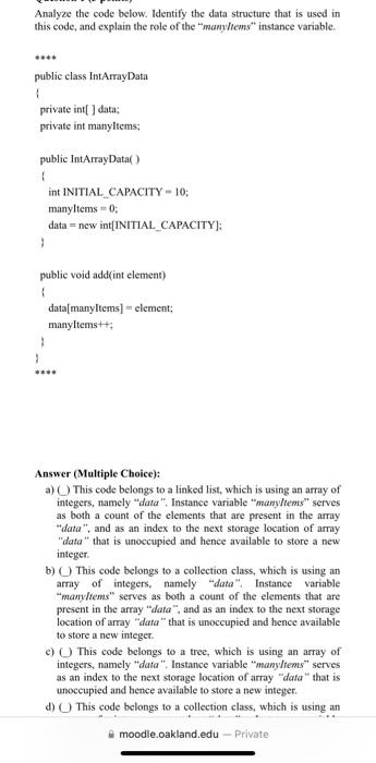 Solved this code, and explain the role of the "many/hems" | Chegg.com