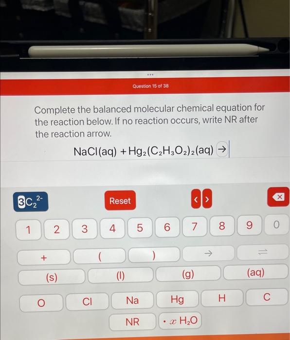 Solved Complete the balanced molecular chemical equation for | Chegg.com