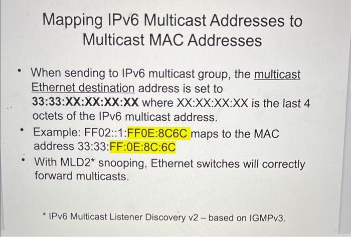 Solved IPv4 multicast addresses are mapped to Ethernet | Chegg.com