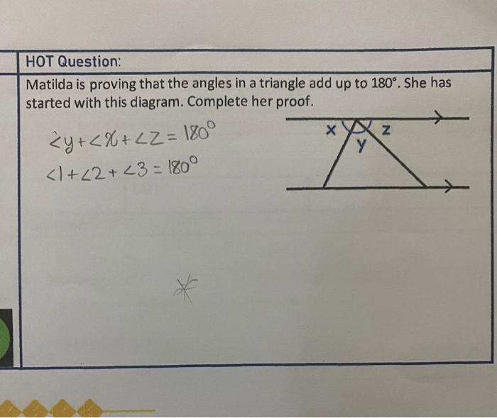Solved Matilda is proving that the angles in a triangle add | Chegg.com