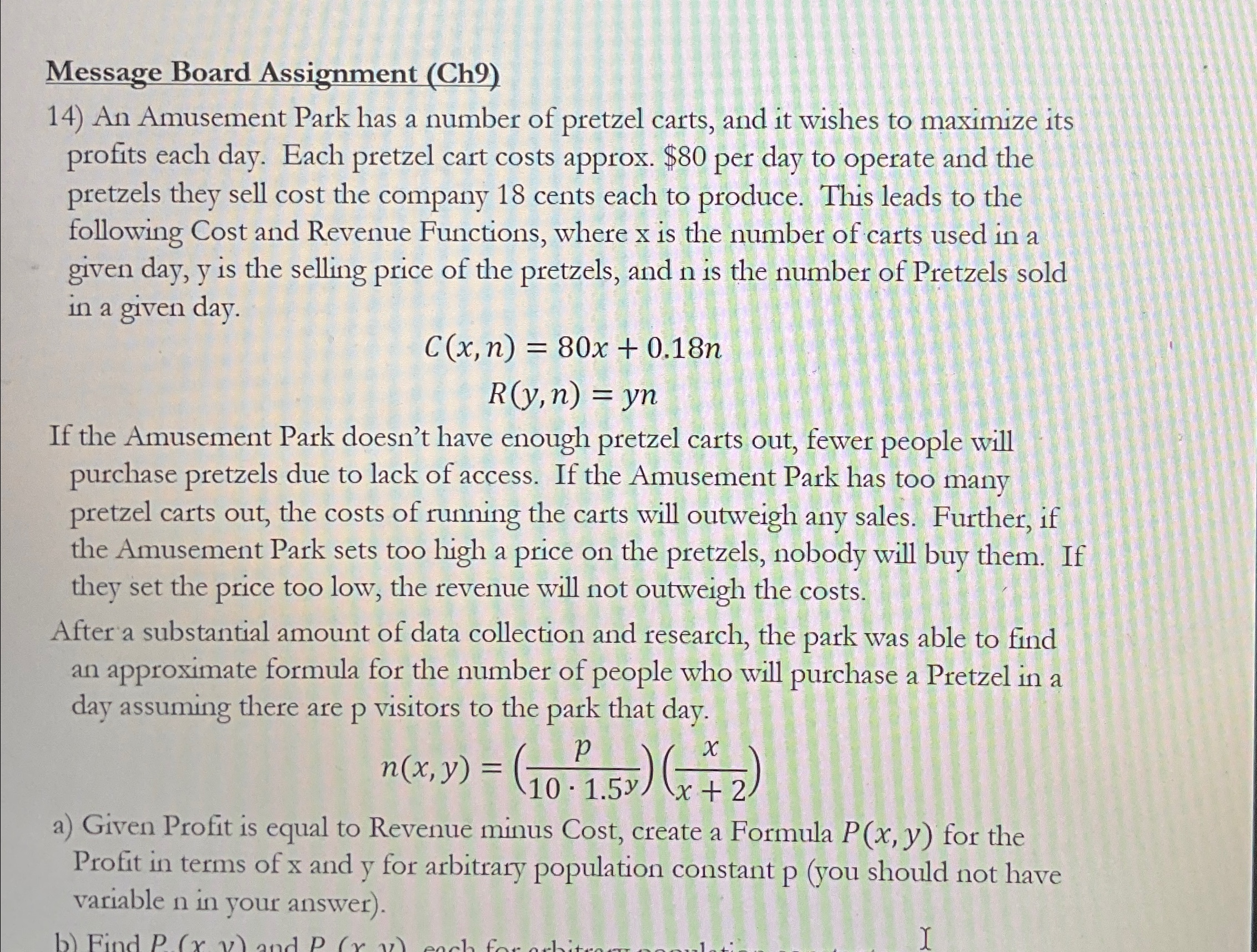 Solved Message Board Assignment (Ch9)An Amusement Park has a | Chegg.com