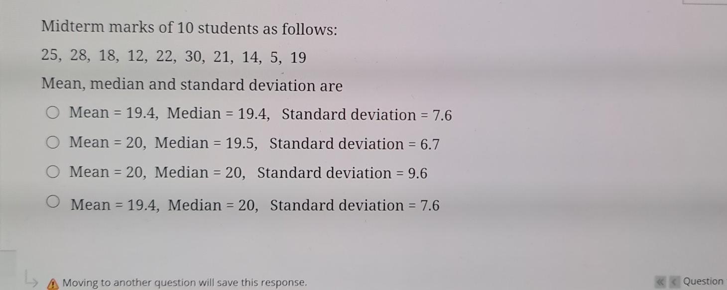 Solved Midterm marks of 10 students as follows: 25, 28, 18, | Chegg.com