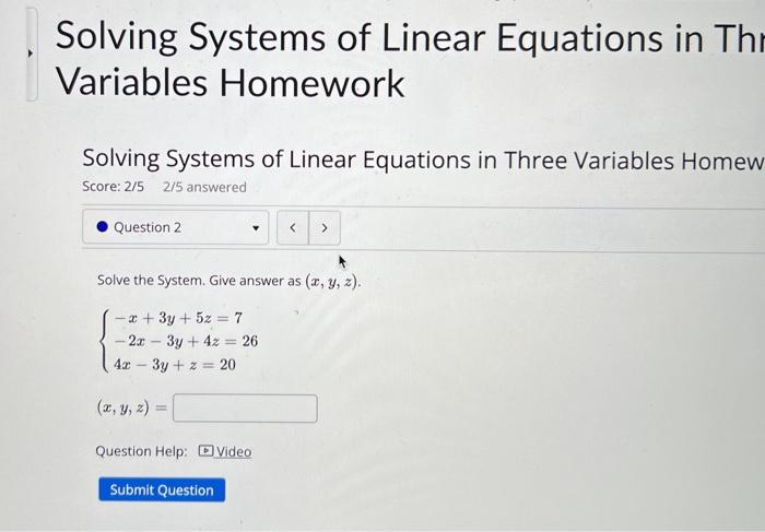 Solved Solving Systems of Linear Equations in Th Variables | Chegg.com