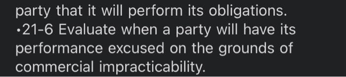Solved party that it will perform its obligations. 21-6 | Chegg.com