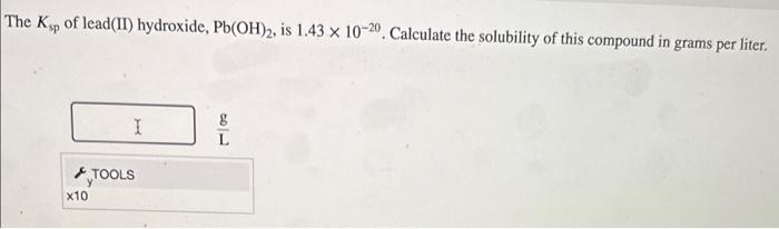 Solved The Kssp of lead(II) hydroxide, Pb(OH)2, is | Chegg.com