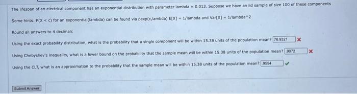 Solved The lifespan of an electrical component has an | Chegg.com