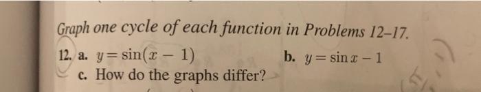 Solved Graph one cycle of each function in Problems 12-17. | Chegg.com