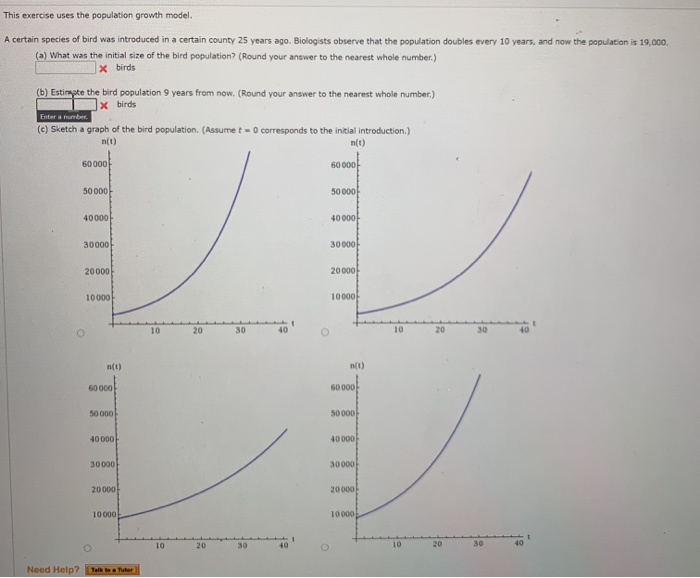 Solved This exercise uses the population growth model. A | Chegg.com