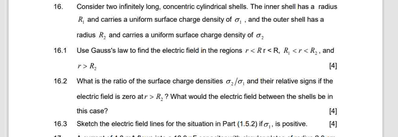 Solved Consider two infinitely long, concentric cylindrical | Chegg.com