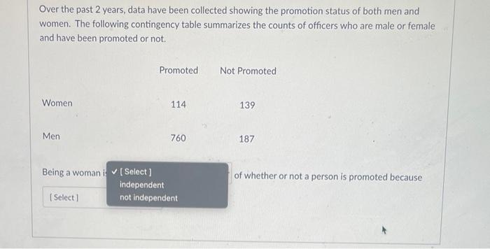 Solved Over the past 2 years, data have been collected | Chegg.com